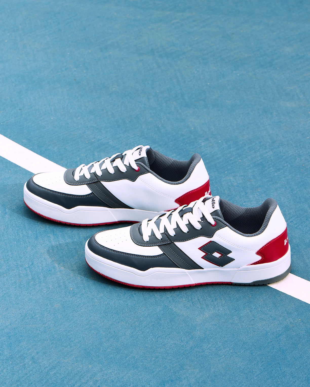 Men's Hoop Star Citta - Star White-Rococco Red-Castlerock Sneakers | Lotto